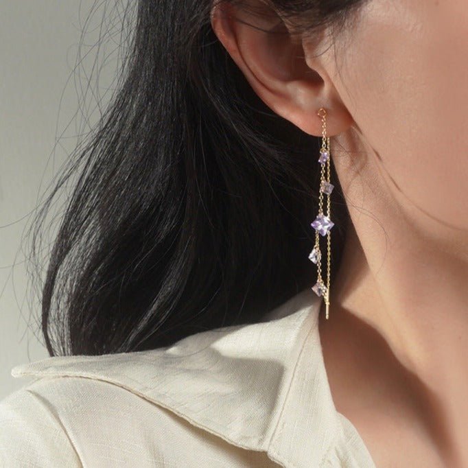 Amethyst Threader Earrings (Solid Silver) | Abbott Atelier | Artisan ...