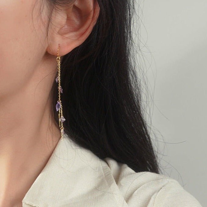 Amethyst Threader Earrings (Solid Silver) | Abbott Atelier | Artisan ...