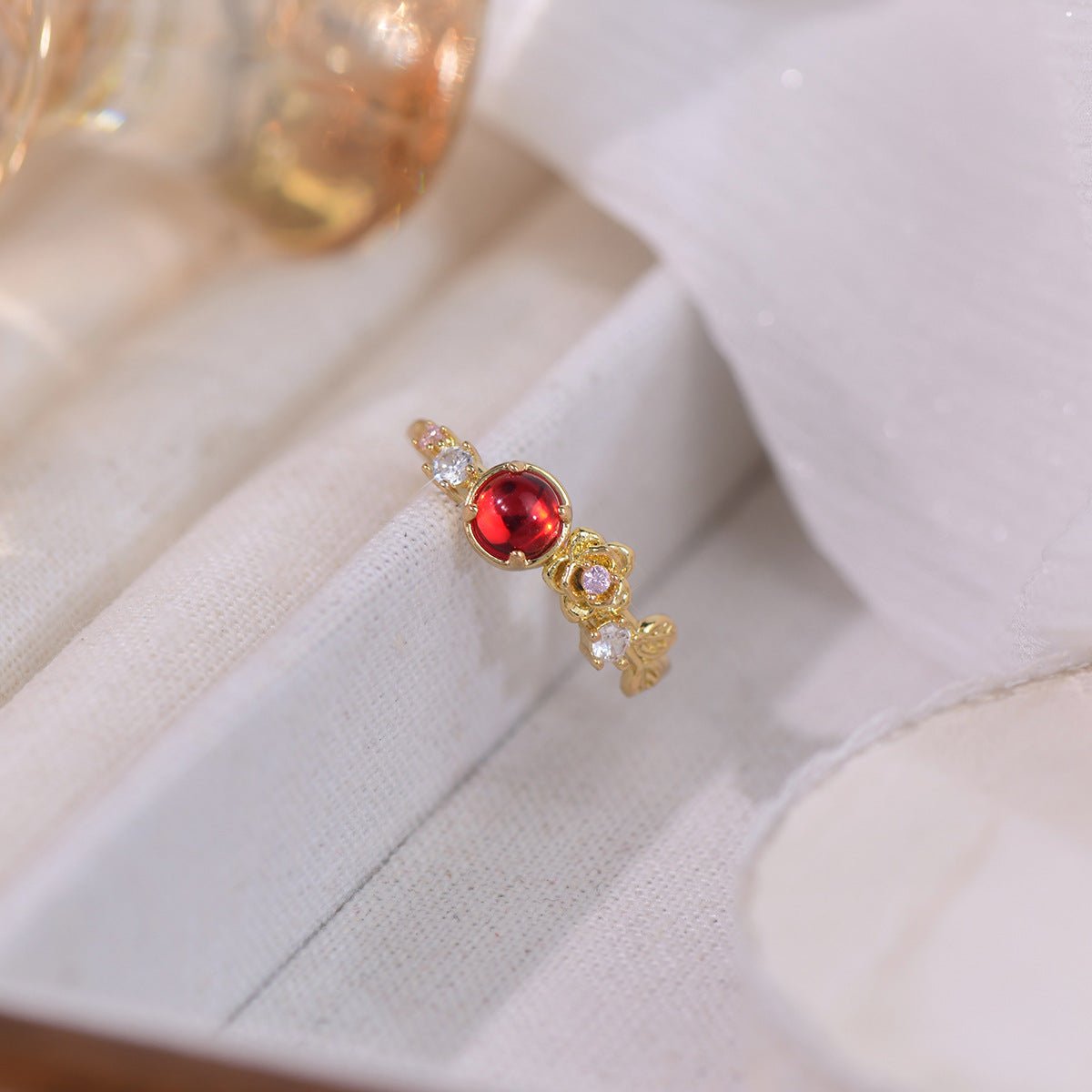 Red Gem Rose Ring | Abbott Atelier | Artisan Jewelry
