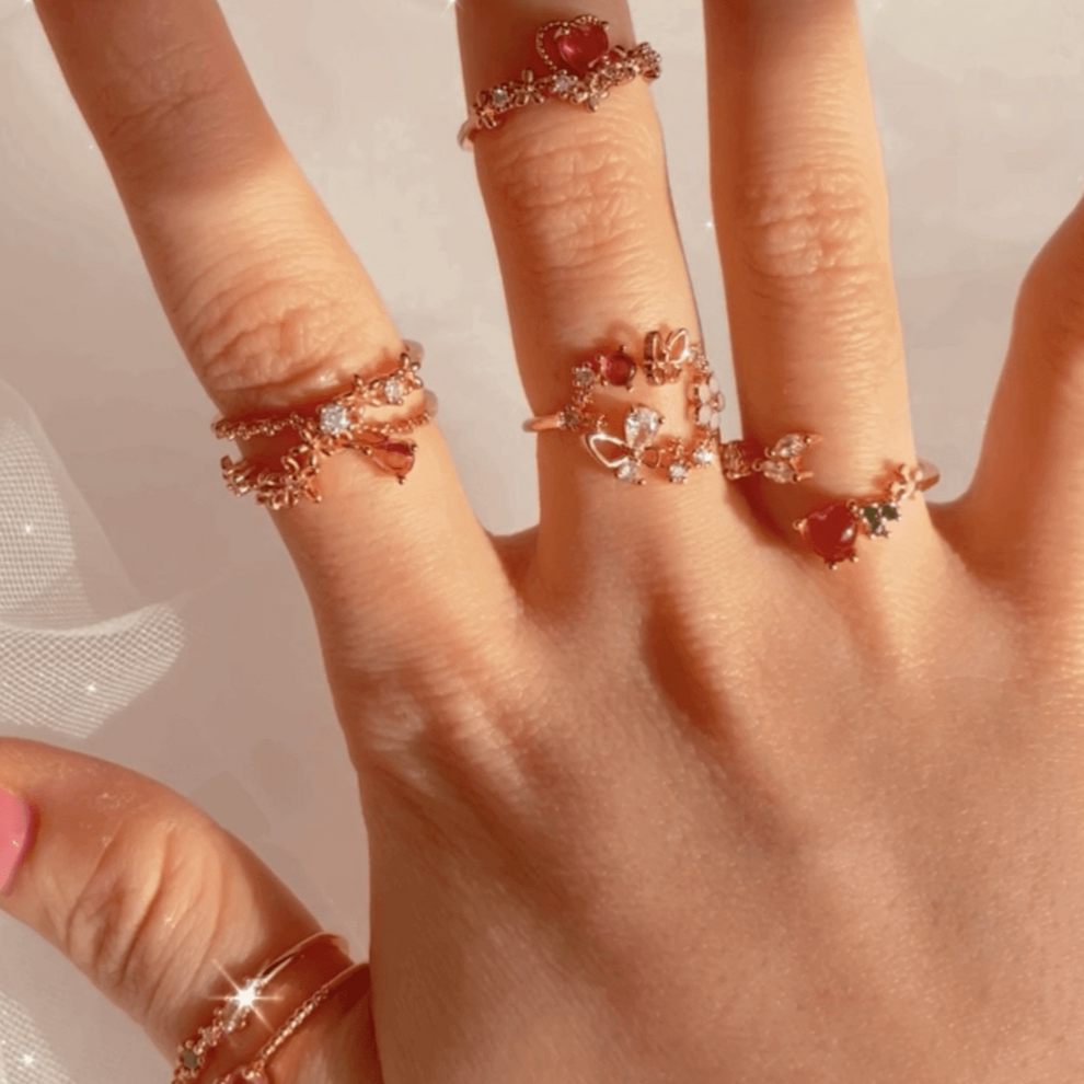 Floral Red Heart Ring 003 | Abbott Atelier | Artisan Jewelry