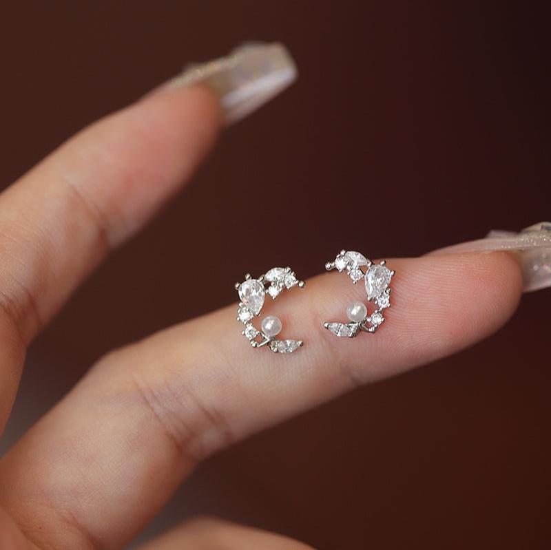 Pearly Moon Stud Earrings | Abbott Atelier | Artisan Jewelry