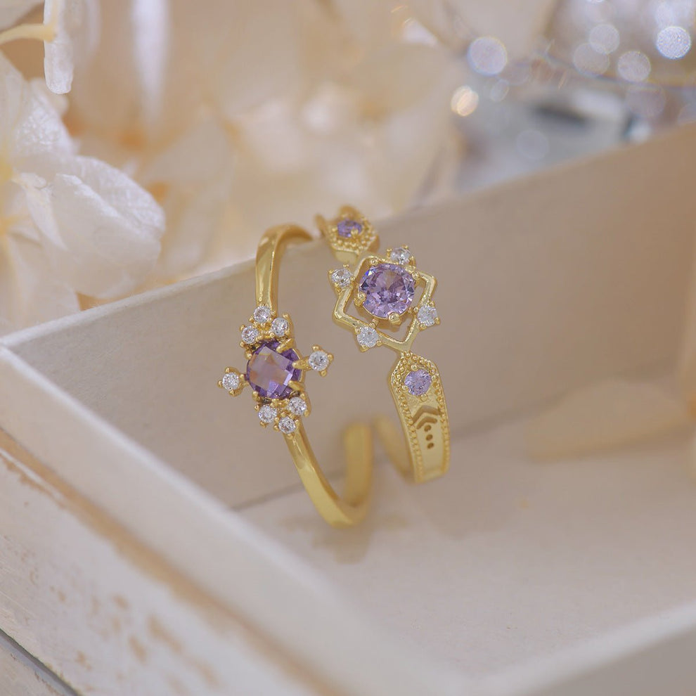 Amethyst Baroque Ring Set | Abbott Atelier | Artisan Jewelry