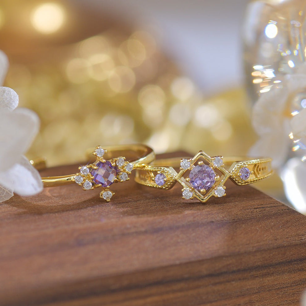 Amethyst Baroque Ring Set | Abbott Atelier | Artisan Jewelry