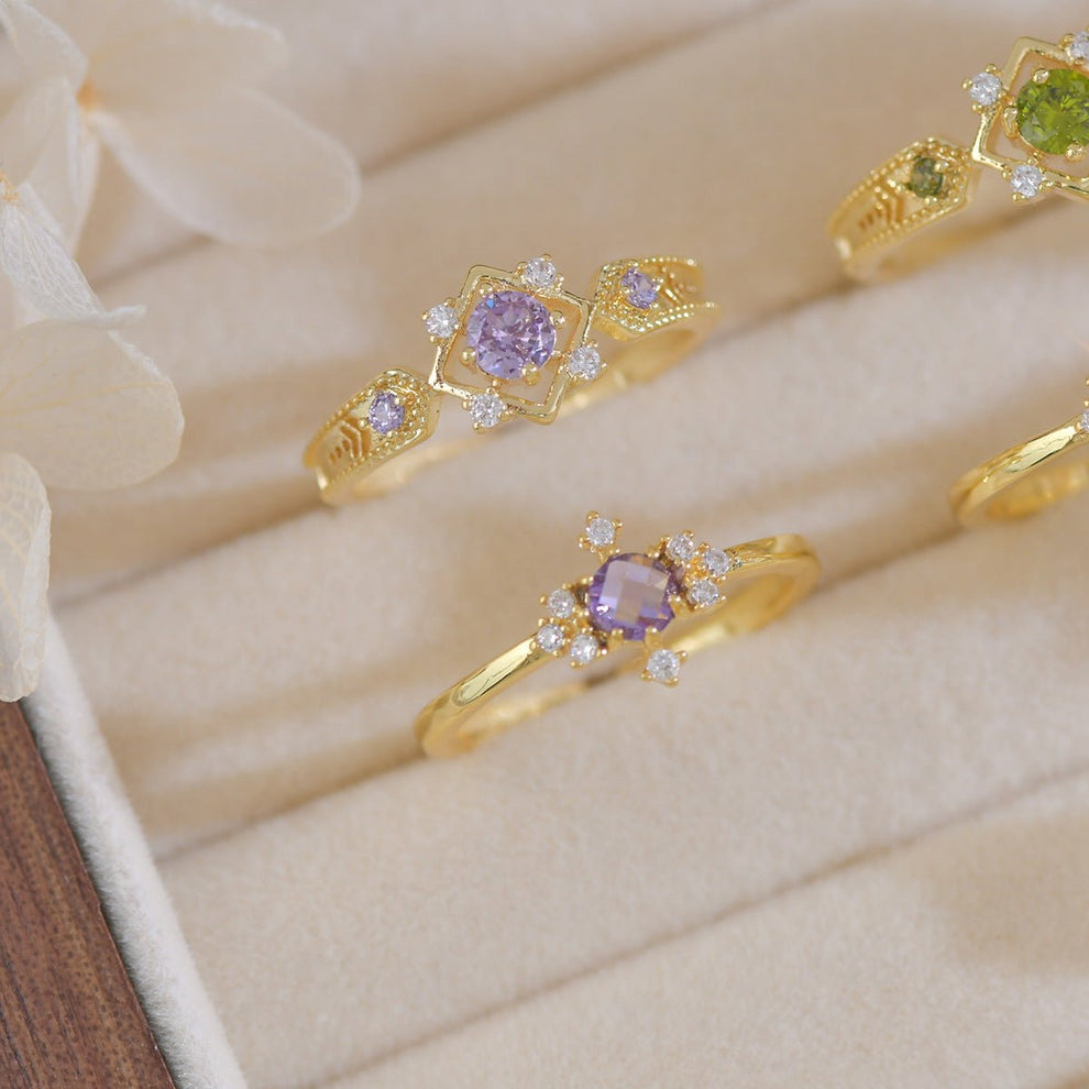 Amethyst Baroque Ring Set | Abbott Atelier | Artisan Jewelry